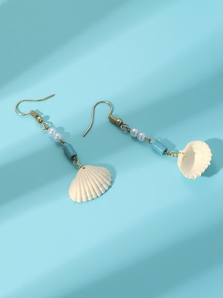 Vintage Pearl Seashell Drop Earrings | Retro Stage