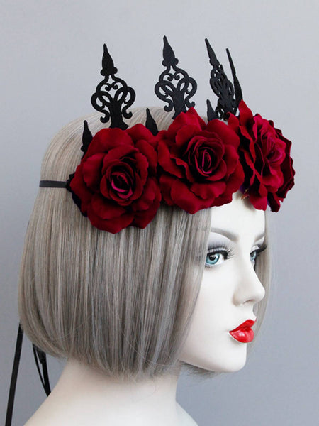 Halloween Red Roses Crown Headband | Retro Stage