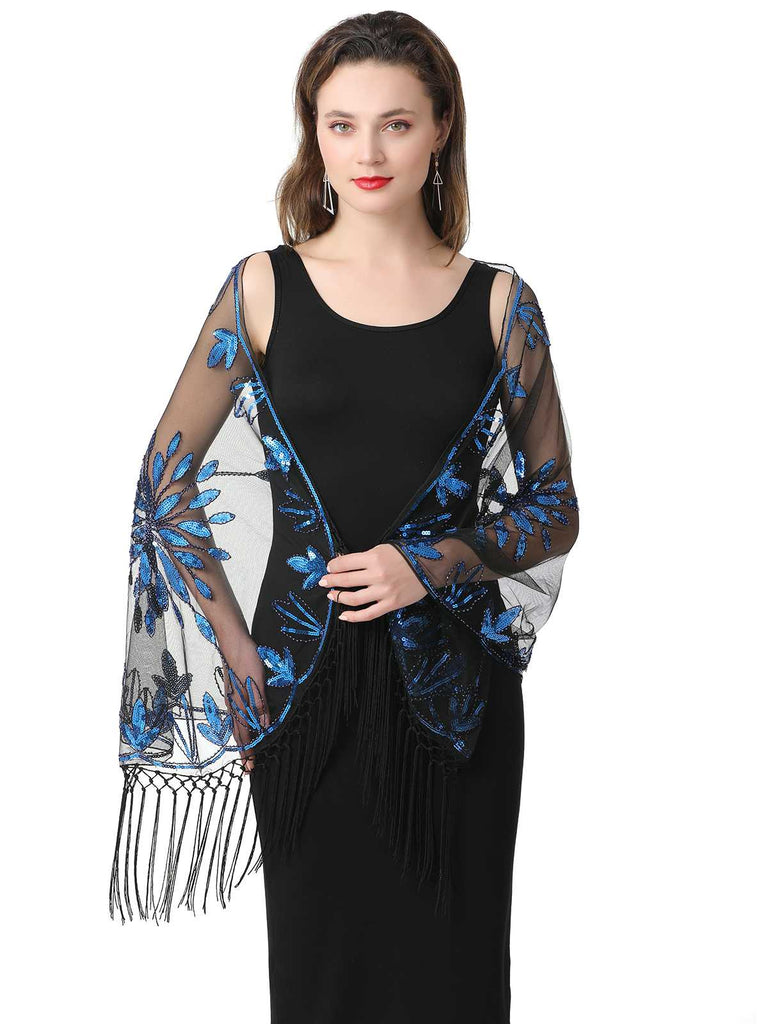 1920s Tassel Sequined Mesh Cape | Retro Stage