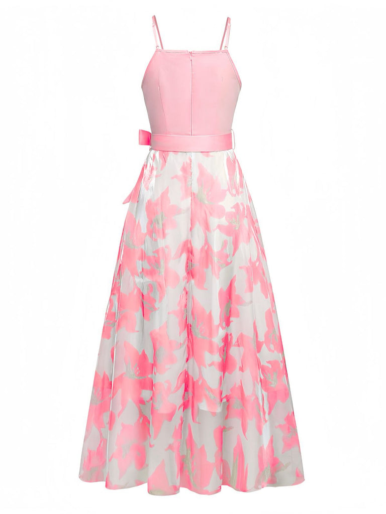 1930s Bow Organza Floral Spaghetti Straps Dress | Retro Stage