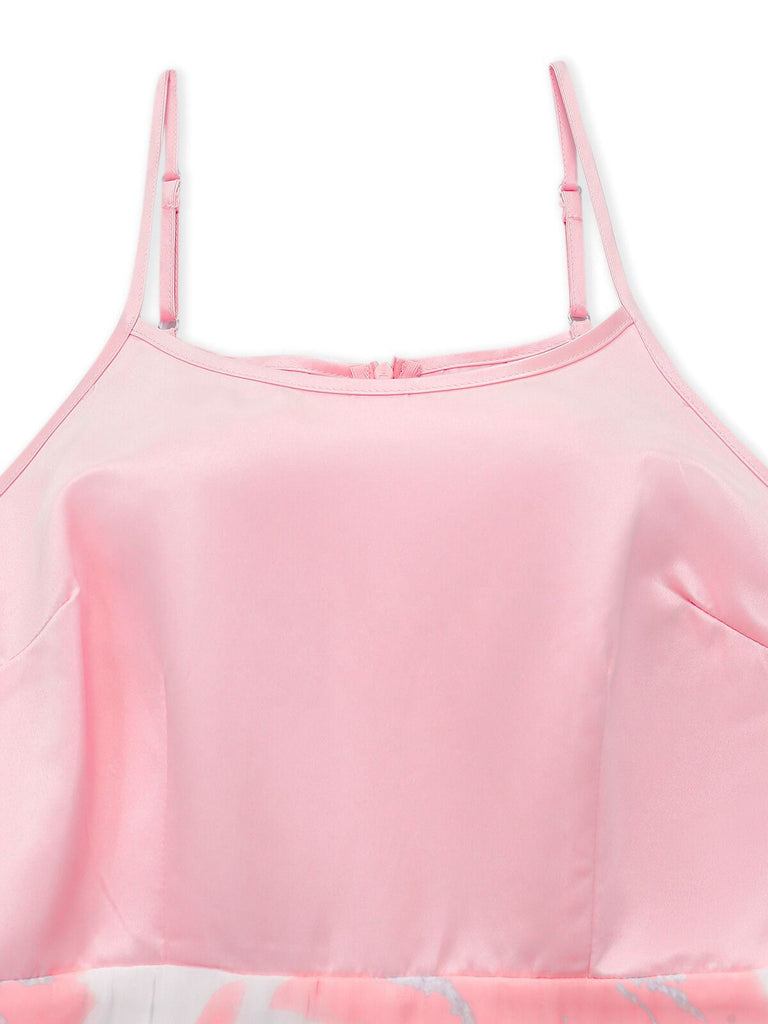 1930s Bow Organza Floral Spaghetti Straps Dress | Retro Stage