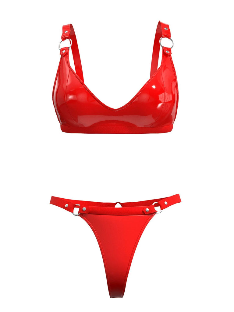 1970s Patent Leather Punk Style Bra & Thong | Retro Stage