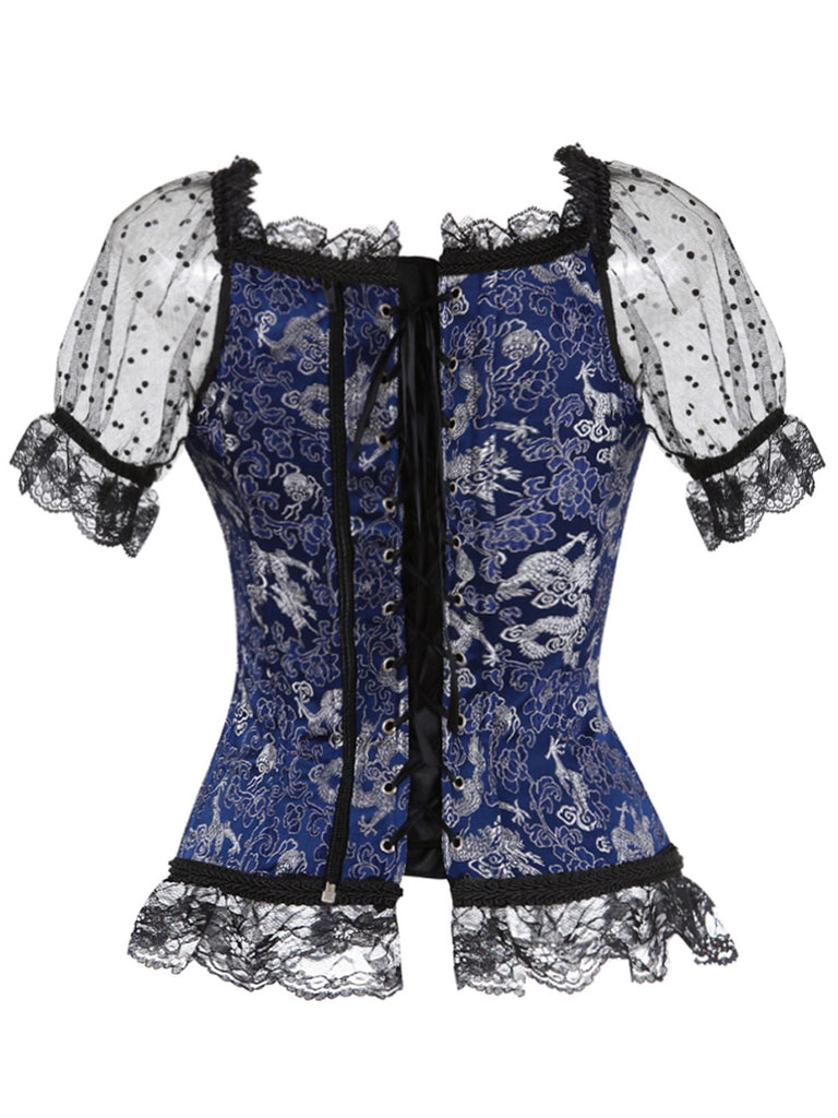 1970s Steampunk Lace Puff Bind Corset Top | Retro Stage