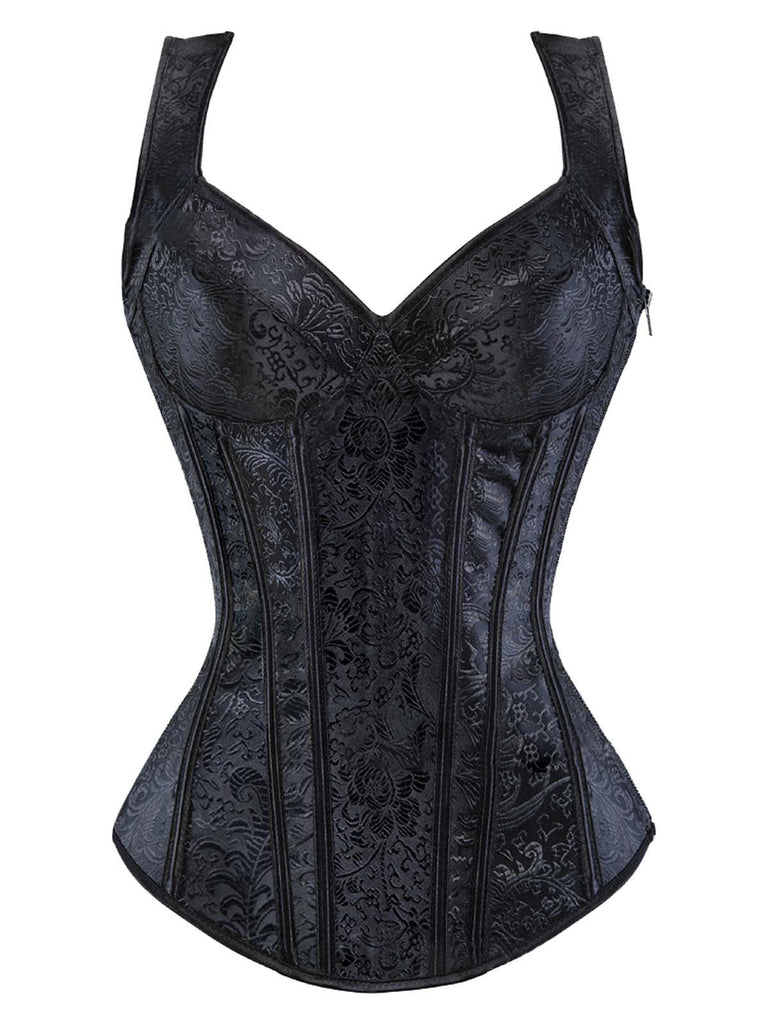 1980s Gothic Jacquard Sweetheart Neck Lace-Up Corset | Retro Stage