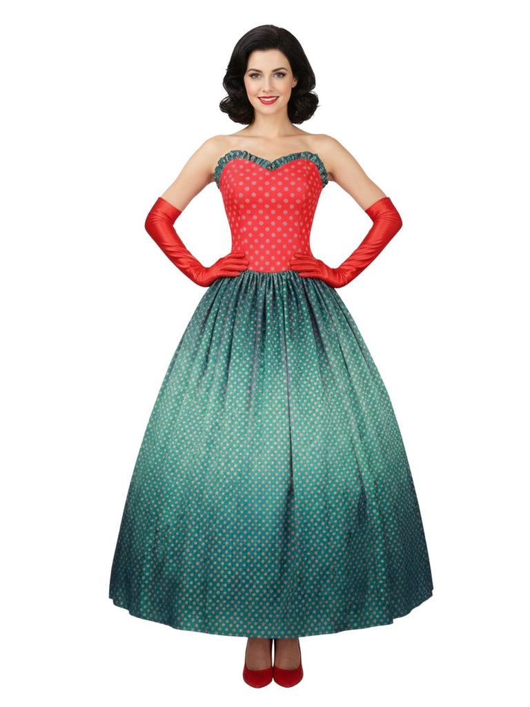 Green Grinch Martha Cosplay Polka Dot Strapless Dress | Retro Stage