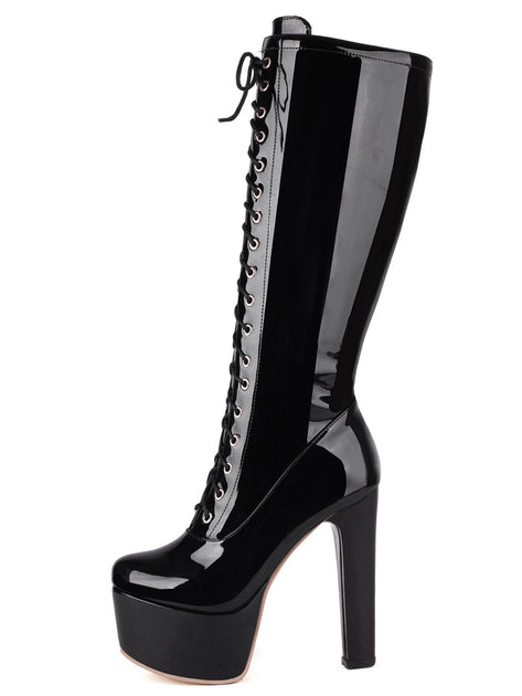Patent Leather Sky-High Stiletto Boots | Retro Stage