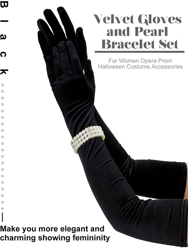 Flapper Dress Short Opera Velvet Gloves For Women Flapper Stretchy ...