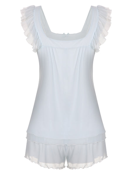 Light Blue 1950s Square Collar Pajamas | Retro Stage