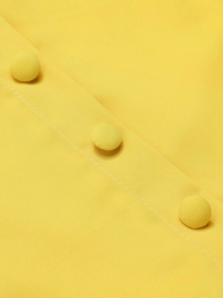 Yellow 1950s V-Neck Daisy Mesh Dress | Retro Stage